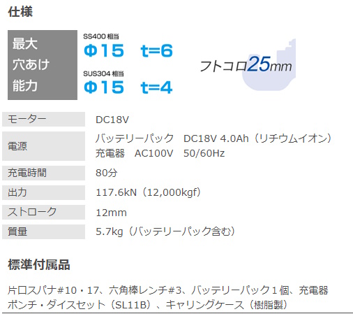 育良精機 電動油圧充電式 コードレスパンチャー ISK-MP15LT かんだ！