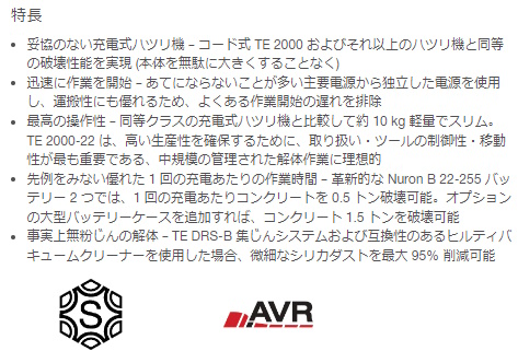 HILTI ヒルティ NURON 充電式ハツリ機 TE 2000-22 3830522 かんだ！